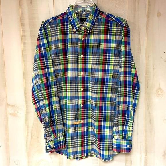 Jos. A. Bank | Shirts | Jos A Bank Green Blue Yellow Red Plaid Cotton ...